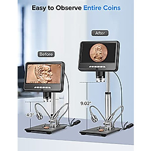 2K LCD Digital Microscope 1200X, Dcorn 7" 24MP HDMI Microscope, Soldering Coin Microscope with Lights, Extension Tube & 32GB Card Included, Coin Magnifier with Light