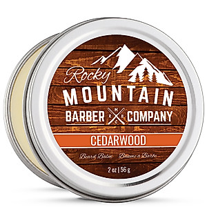 Beard Balm - Rocky Mountain Barber - 100% Natural - Premium Wax Blend with Cedarwood Scent, Nutrient Rich Bees Wax, Jojoba, Tea Tree, Coconut Oil