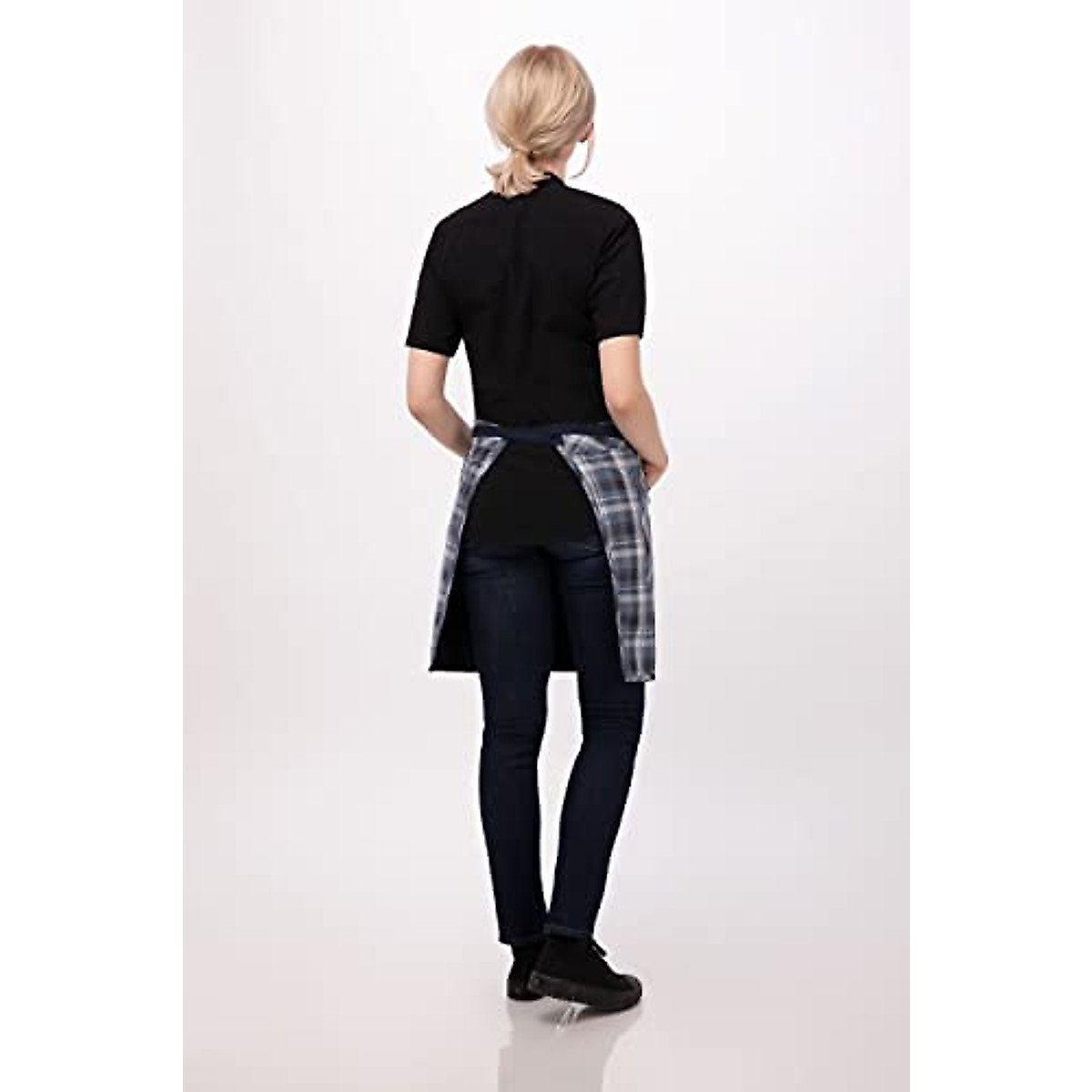 Chef Works Unisex Olympia Half Bistro Apron, Navy, One Size