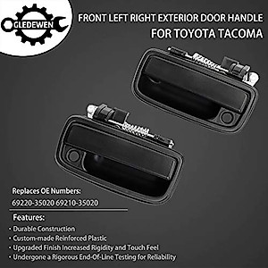 Gledewen Exterior Door Handle Front Left & Right Pair with Key Hole | Replacement for 1995-2004 Toyota Tacoma | Replaces# 69220-35020, 69210-35020