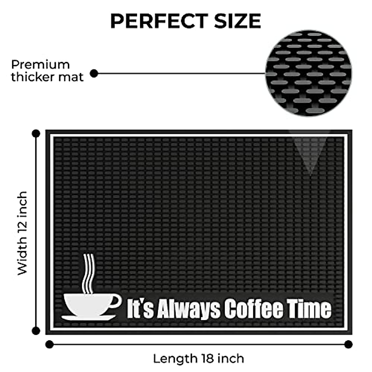Highball & Chaser Premium Coffee Mat 18in x 12in. 1cm Thick Durable Kitchen Counter-Coffee Bar Accessories Fit Under Coffee Maker Coffee Pot Espresso Machine Mat