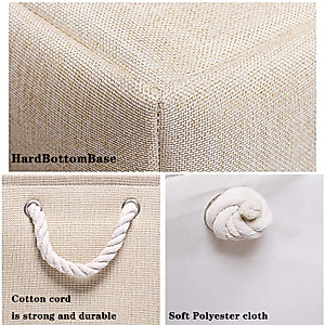 FAGlSAK Large Foldable Storage Bin 13" X 13" Storage Baske Organizer Basket Shelf Cube with Sturdy Cotton Carry Handles for Baby Nursery Closet Shelves Organization (Beige, Set of 3)