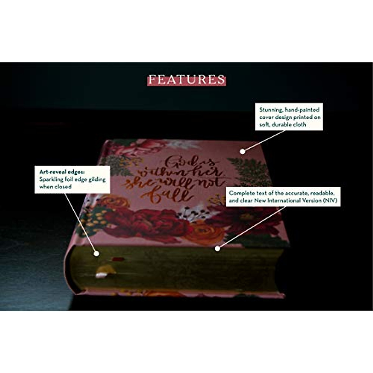 NIV, Artisan Collection Bible, Cloth over Board, Pink Floral, Designed Edges under Gilding, Red Letter, Comfort Print