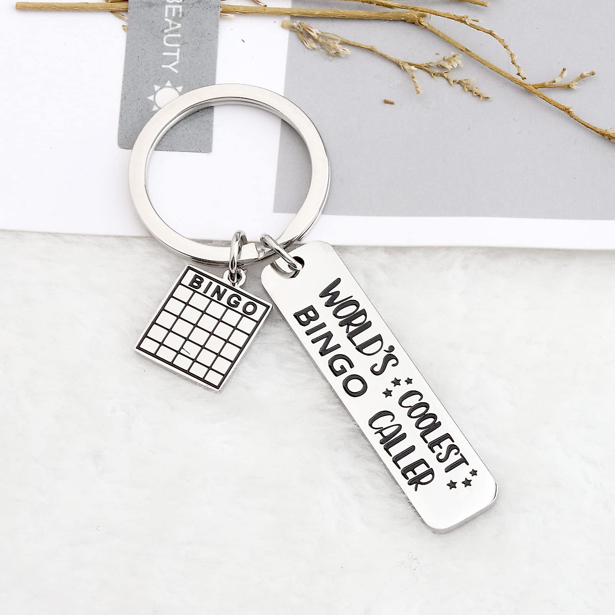 WSNANG Funny Bingo Player Gift World's Coolest Bingo Caller Keychain Bingo Winner Gift Bingo Lover Gift (Bingo Caller KC)
