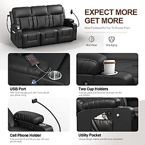 FURNIMAT Recliner Sofa Set with 3+1 Pieces in Living Room, 3 Seater Reclining Sofa, 1 Recliner Chair with 360 Degree Swivel Single Sofa Seat