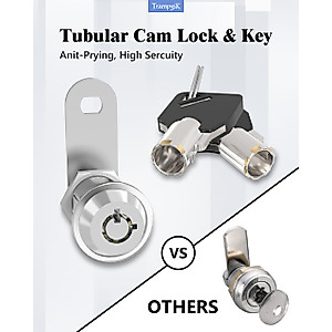 Trampgik RV Storage Locks, 1 1/2” Camper Compartment Storage Door Locks with Keys, for RV Camper Travel Trailer,Drawer Cabinet Toolcart Storage, 1 1/2 Inch 5 Locks with 10 Keyed Alike, Chrome