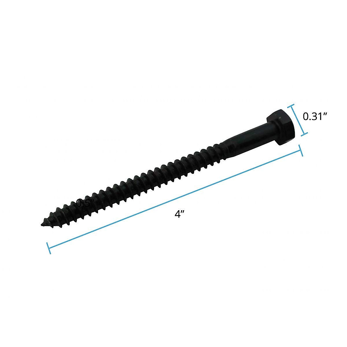 Renovators Supply Manufacturing Lag Bolts 4 in. Black Zinc Plated Steel Lag Screws with Hexagonal Head Pack of 10