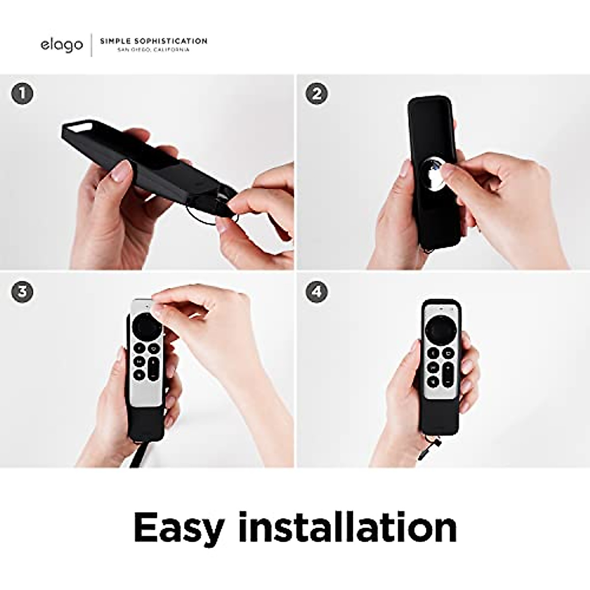 elago R5 Locator Case Compatible with 2022 Apple TV 4K Siri Remote 3rd Gen, Compatible with 2021 Apple TV Siri Remote 2nd Gen and Compatible with Apple AirTag - Full Access to All Functions [Black]