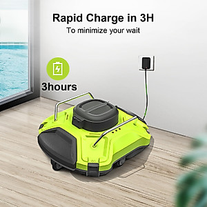 Launs Cordless Robotic Pool Cleaner, Automatic Pool Vacuum, Dual-Motor, IPX8 Waterproof, with 110 Mins Maximum Runtime, Self-Parking, Pool Vacuum for Above (Green)