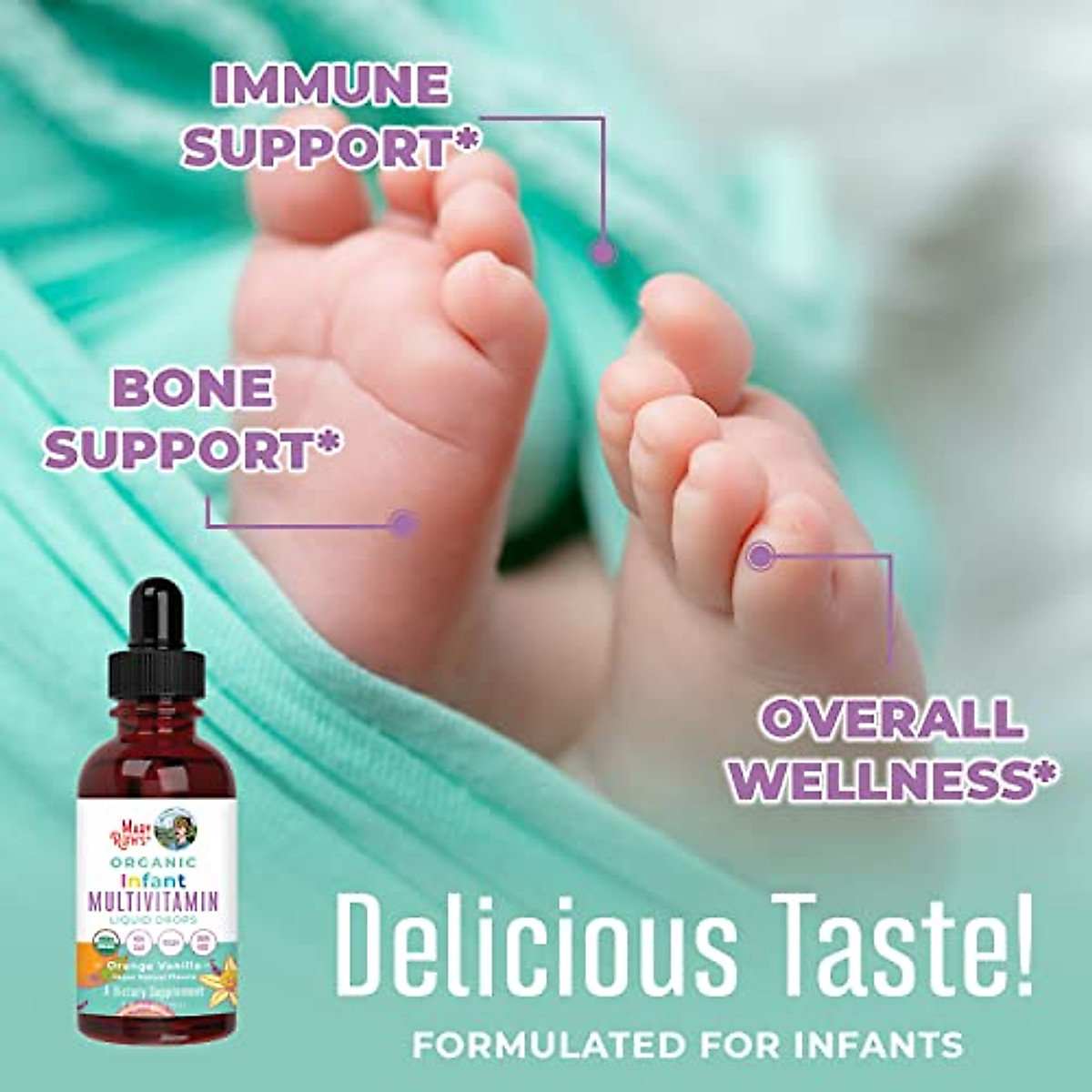 Multivitamin & Multimineral for Infants by MaryRuth's | USDA Organic | Sugar Free | Liquid Vitamins for Babies 6-12 Months | Immune Support & Overall Wellness | Vegan | Non-GMO | 2 Fl Oz