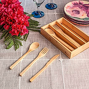 Totally Bamboo 12-Piece Reusable Bamboo Flatware Set with Portable Storage Case, Dishwasher Safe