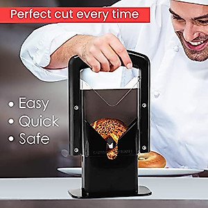 Slyce - Bagel Slicer, Bagel Cutter with Safety Shield and Safe Grip, Bagel Holder for Cutting Large and Small Bagels, Stainless Steel Blade (Black)