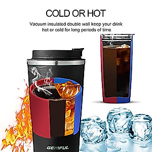 GEMFUL Travel Coffee Mug Double Walled Insulated Tumbler Cups for Cold and Hot Drinks 17oz