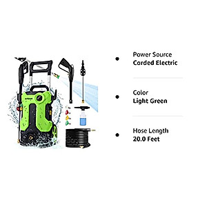 𝐄𝐥𝐞𝐜𝐭𝐫𝐢𝐜 𝐏𝐫𝐞𝐬𝐬𝐮𝐫𝐞 𝐖𝐚𝐬𝐡𝐞𝐫, 2000W High Power Washer, 2.11GPM Professional Electric Pressure Cleaner Machine with 4 Nozzles Foam Cannon,Best for Homes, Patios, Garden (Style 2)