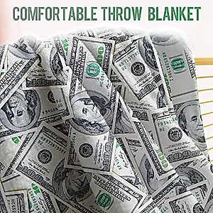 Levens Money Throw Blanket Gifts for Women Girls Boys, 100 Dollar Bill Print Decor for Couch Bed Sofa Travelling Camping, Birthday Christmas Soft Cozy Lightweight Blankets for Kids Adults 50"x60"