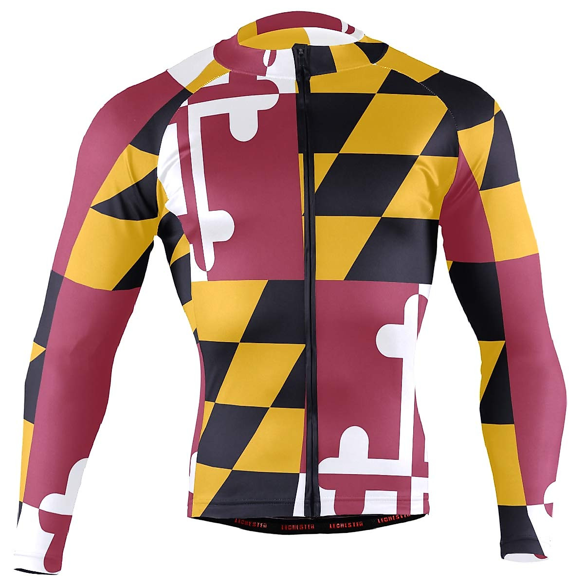 Cindly Men's Maryland Cycling Jersey Long Sleeve Bike Jersey with Full Zipper & 3-Rear Pockets