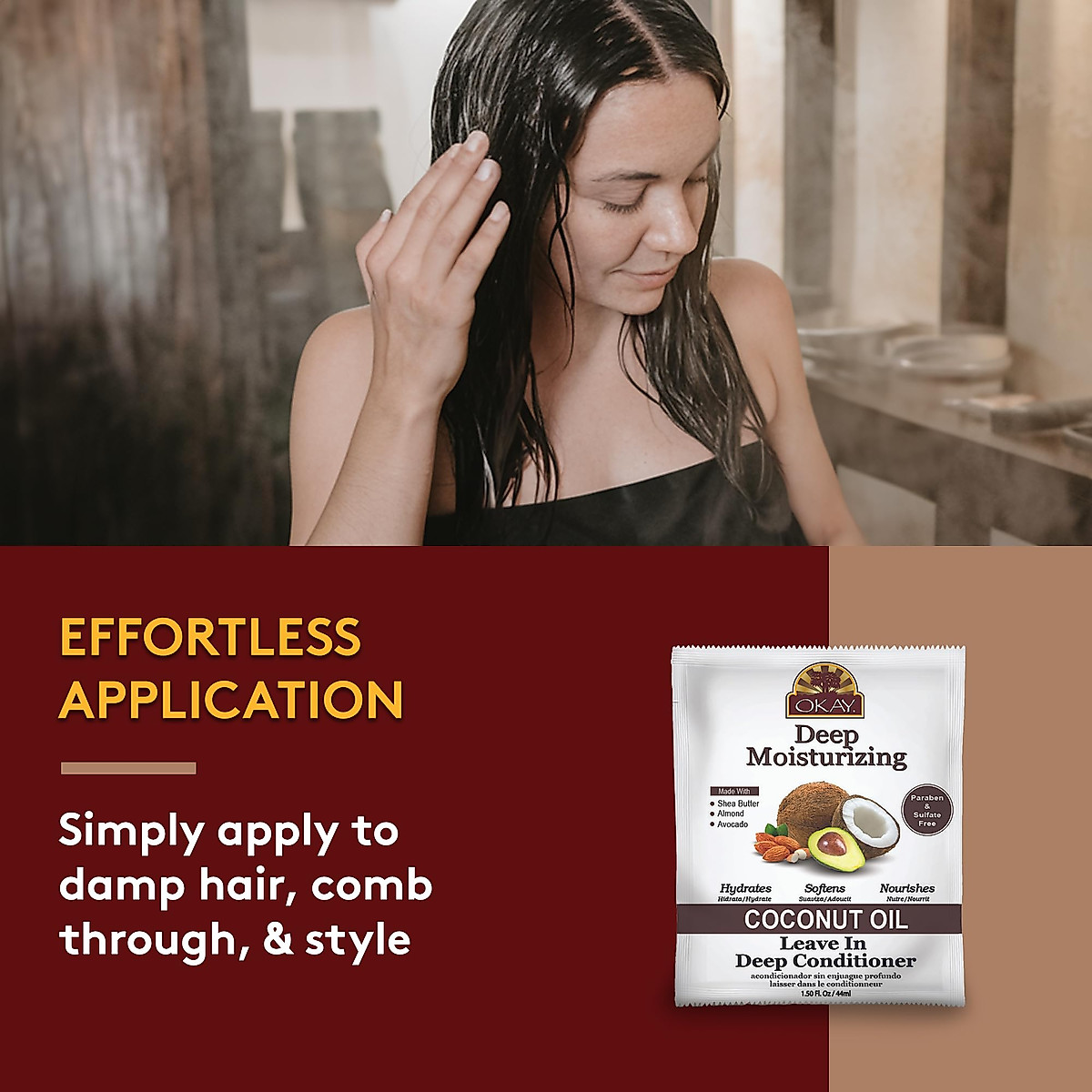 OKAY COCONUT OIL DEEP MOISTURIZING LEAVE IN CONDITIONER 1.25oz / 37ml