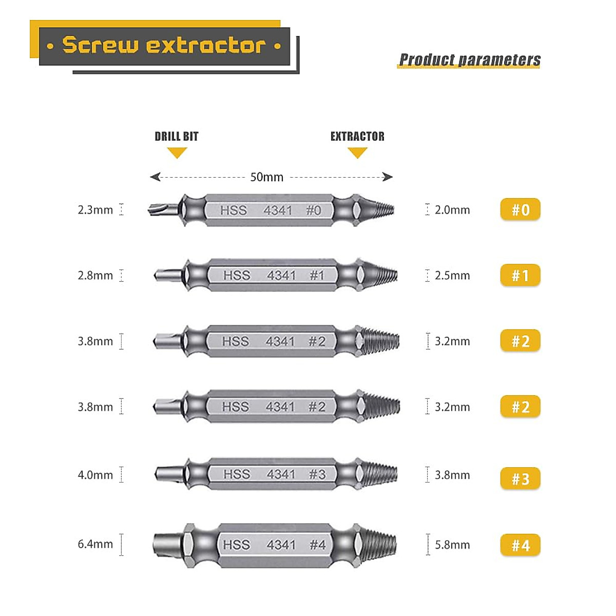 Damaged Screw Extractor Set- 6Pcs Double Head Drills with Storage Box, Screw Extractor Kit Made of Authentic 4341 Steel, Premium Stripped Screw Removal Tool for Easy Removal Rusted hardware- Samest