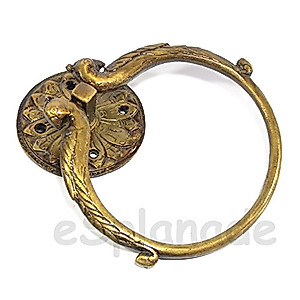 Esplanade 7.5" Inches - Brass Hand Towel Hanger Holder | Hand Towel Hanger Holder | Towel Holder for Bathroom in Twin Peacock Design