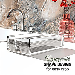 LEVIMETREE Acrylic Napkin Holder for Bathroom, Kitchen or Dining Table - Guest Towel Holder Tray for Bathroom, Table Top Decorative Napkin Tray for Dining Table and Kitchen,8.7”x5.2”x2.5” Inside Size