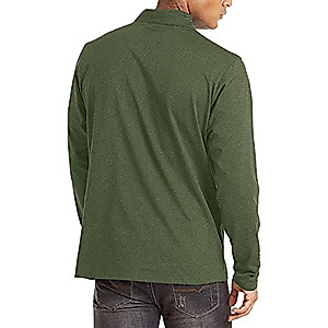 KEFITEVD Men's 1/4 Zip Golf Shirts Long Sleeve Workout Shirts Fleece Shirts Gym Shirts Athletic Shirts Lightweight Sports Shirts Army Green