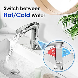 Bathroom Faucet, WaterSong Waterfall Bathroom Sink Faucet, 360° Rotatable Head, Single Handle Bathroom Faucet Cold/Hot, Faucets for 1 Hole Sink, Bath RV Vanity Sink Faucet, 100% Lead-Free