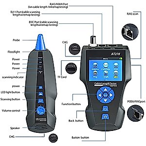 NOYAFA Network Cable Tester,AT278 TDR Multi-functional LCD Tracker For RJ45, RJ11, BNC, Metal Cable,PING/POE NF-8601S