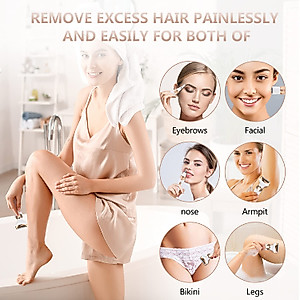 Electric Razor for Women Bikini Trimmer, MKIOVH Women's Cordless Portable 4 in 1 Painless Shaver, ​for face Legs Brows Nose Detachable Head USB Rechargeable Hair Trimmer (White)