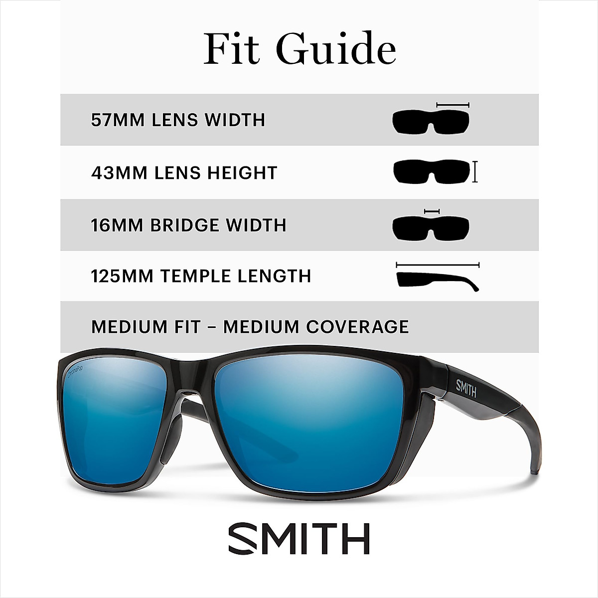 SMITH Longfin Sunglasses – Performance Sports Active Sunglasses for Watersports, Fishing & More – For Men & Women – Black + Blue ChromaPop Polarized Mirror Lenses