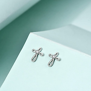 Rnivida 925 Sterling Silver Infinity Cross Stud Earrings for Women