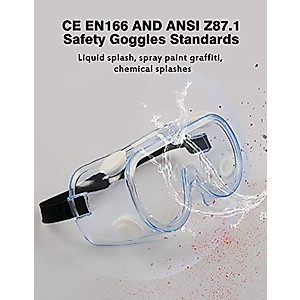 MELASA Safety Goggles ANSI Z87.1, Anti-Fog Protective Lab Goggles, Eye Protection Goggles, Adjustable,Lightweight