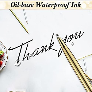 Outus 12 Pieces Gold Metallic Pens Slim Metallic Ballpoint Pens Retractable Ballpoint Pen with Black Ink Metal Pens Mini Conical Ballpoint Pens for Business Students Teachers Wedding, 1.0 mm