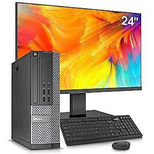 Dell OptiPlex 9020 Desktop Computers with 24 inch Monitor Intel i7-4790, 32GB Ram New 512GB M.2 NVMe SSD+128GB SSD, Refurbished Desktop