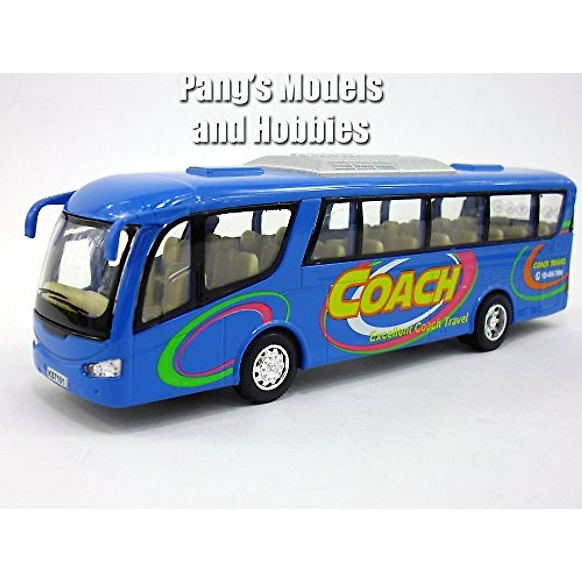 Coach Bus Diecast Metal Scale Model - SET of 4 BUSES, Red, Blue, White and Yellow
