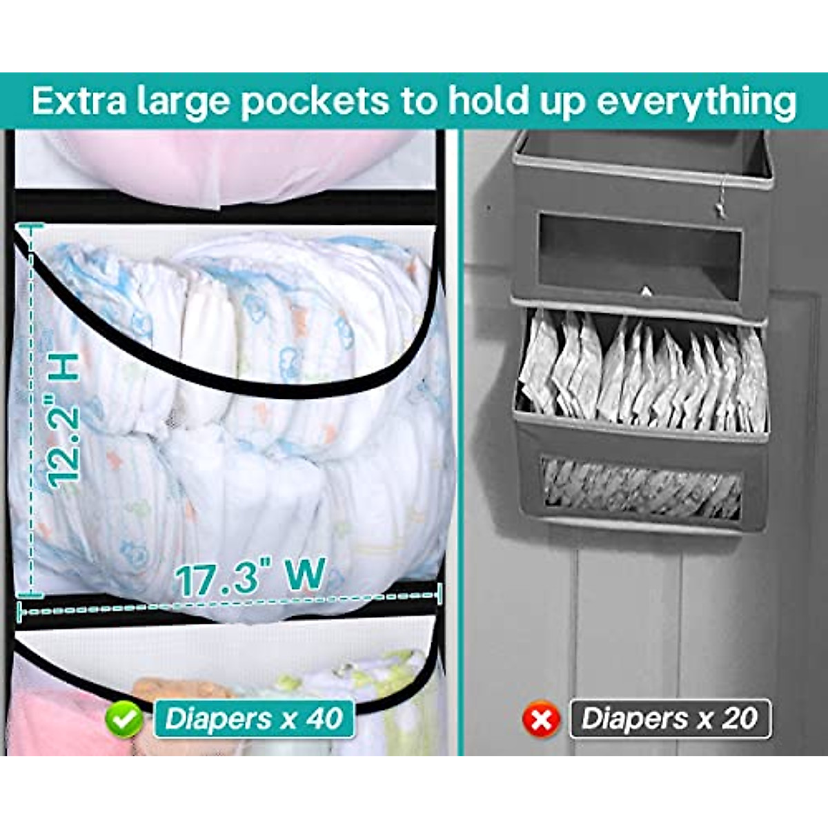 KEETDY 5 Pockets Over the Door Organizer and 5 Large Pockets Over the Door Organizer Hanging Door Storage for Closet