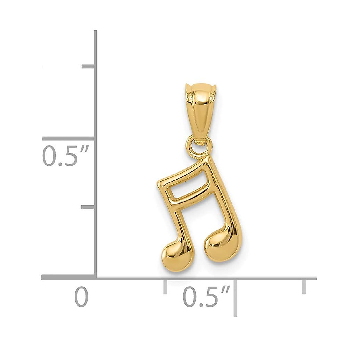 Solid 14k Yellow Gold Music Note Pendant Charm