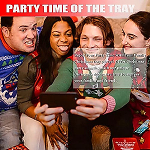 Krismax Christmas Decorations for Home 2023 Christmas Serving Tray with Handles Christmas Decorative Tray Coffee Table Serving Platter Thanksgiving Tray - Snowman Serving Tray(Red)