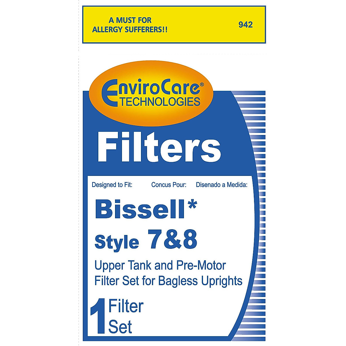 EnviroCare Premium Replacement Pre Motor Foam Vacuum Cleaner Filter made to fit Bissell Style 7/8/14 1 Upper Tank Filter and 1 Pre Motor Filter