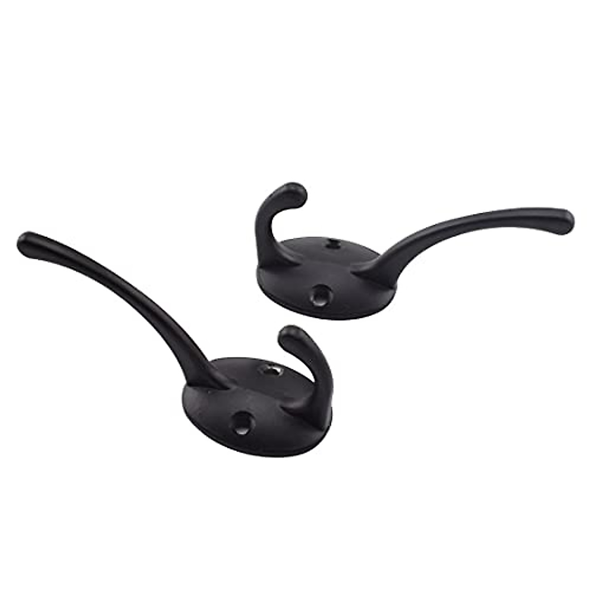 Aifeier ET 2 Pack Black Retro Double Hook Wall Mounted with 4 Screws for Coat, Bag, Cap, Hat, Towels, Keys, Scarf, etc.