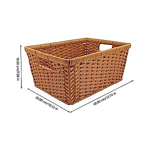 Levemolo Rattan Storage Basket Woven Desktop Basket Square Storage Bins Shelf Baskets for Storage Wicker Storage Bins Wicker Storage Baskets Book Cube Bin Woven Basket Light Brown re-usable