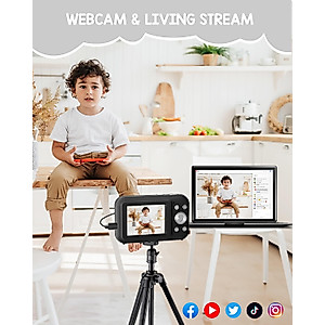 Digital Camera, FHD 1080P Kids Camera with 32GB SD Card 44MP Point and Shoot Camera with 16X Digital Zoom, Compact Portable Small Digital Camera for Teens Students Kids Girls Boys Beginner-Black