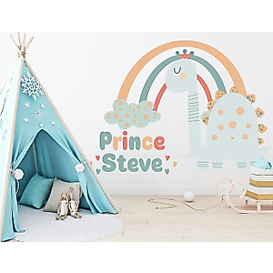 Dinosaur Wall Stickers Customizable - Dinosaur Baby Girl Nursery Decor - Baby Name Wall Decor - Baby Girl Room Decor for Nursery - Dinosaur Decals - Safari Stickers - Dinosaur Wall Decal Decor