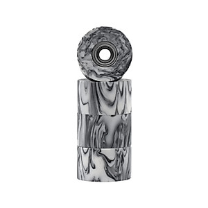 Teak Tuning Apex 71D Urethane Fingerboard Wheels - Cruiser Style, Bowl Shaped, 8.7mm Diameter - ABEC-9 Stealth Bearings - Made in The USA - Grey & White Swirl Colorway