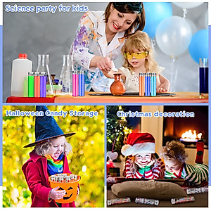 Mimorou 40 Pcs 110ml Clear Test Tubes with Lids Plastic Candy Tube Transparent Science Party Test Tubes with Cap Flat Bottomed Candy Containers Storage Tube for Wedding Christmas Party Favor