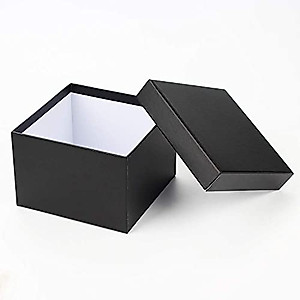 Square Gift Boxes with Lids Set of 4 Black Gift Box Assorted Sizes Nesting Gift Boxes for Presents Birthday Bridesmaid Wedding Valentines Christmas Party Favor Boxes
