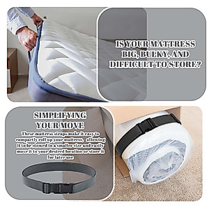 Wowangce 2 Pcs Mattress Topper Straps Memory Foam Packing Straps for Moving or Storage Utility Straps Adjustable Straps with Buckles for Home Mattress, Dark Grey(60" X 2")