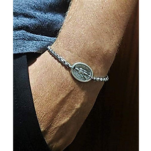 Stainless Steel Chain St Peregrine Medal Bracelet Patron Saint of Cancer Patients Survivor Gift