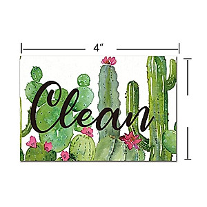 Cactus Pattern Clean Dirty Reversible Dishwasher Magnet, Double Sided Strong Kitchen Flip Indicator, Rustic Farmhouse Kitchen Refrigerator Dishwasher Decor, Gift for Women, Her