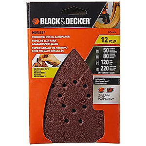 BLACK+DECKER Sandpaper Assortment for Mouse Sander, 12-Pack (BDAMX)