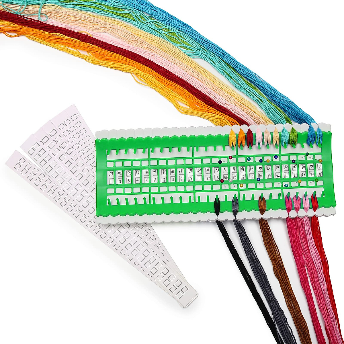 50 Positions Floss Organizer Embroidery Shelf, Luxiv Thread Organizers for Cross Stitch Embroidery Thread Holder with 15 Pcs Replaceable Paper Card Sewing Needle, Embroidery Floss Organizer…